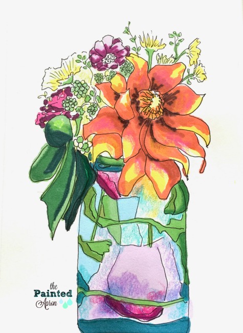 summer in a jar drawing | The Painted Apron