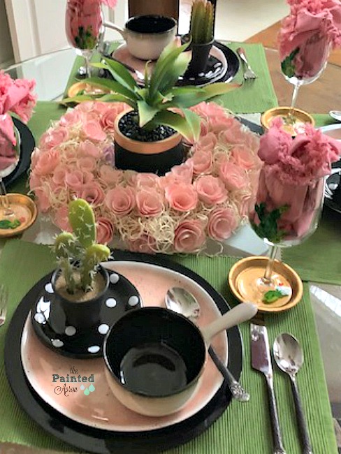 cactus place setting | The Painted Apron