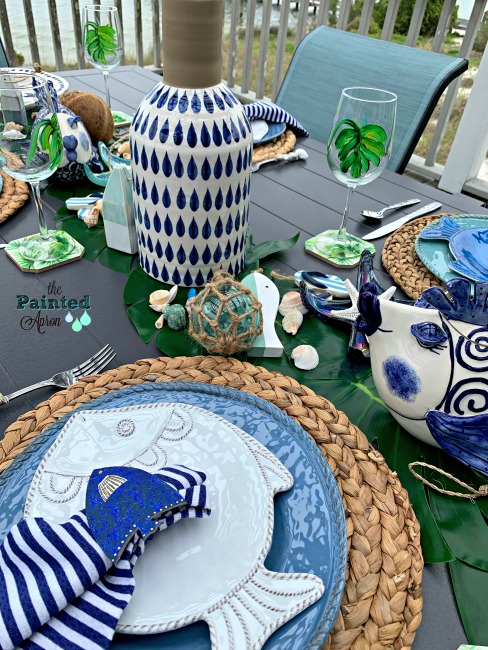 blue fish table | The Painted Apron
