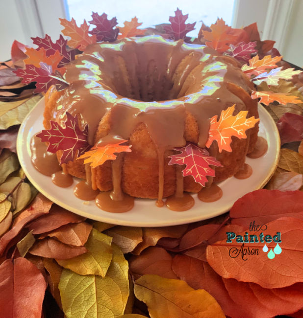 Maple Leaf Cake with leaf garnish | The Painted Apron
